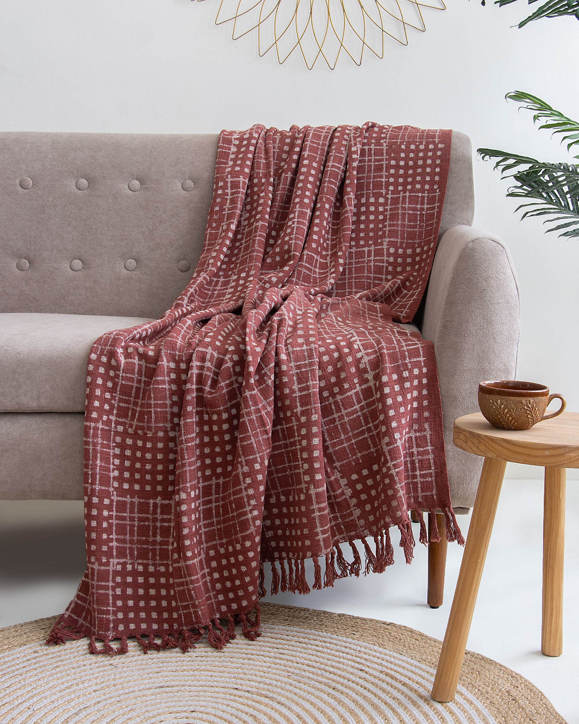 New Maroon Color Soft Cotton Cozy Throws Blankets For Home Decor – DMAASA
